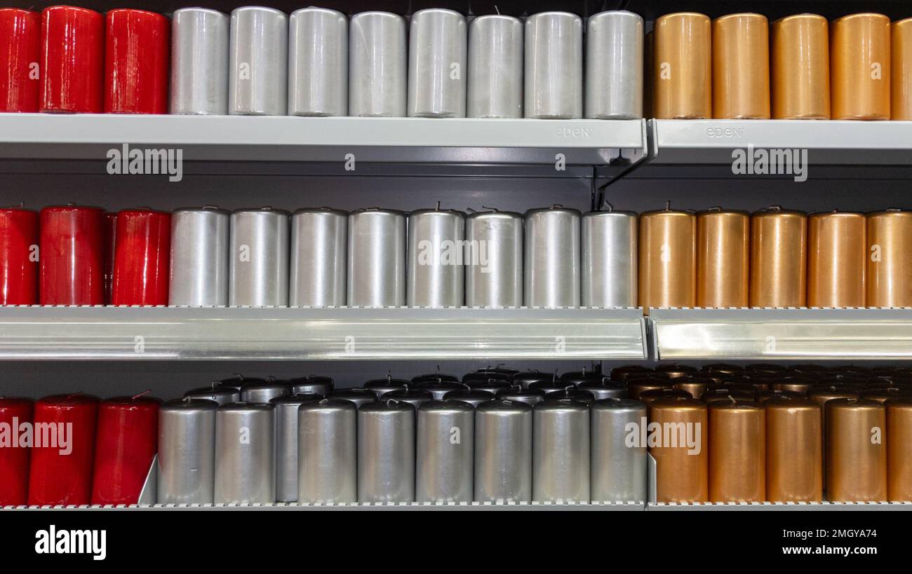 candle shelf background of candles for sale in shop interior decorating ...