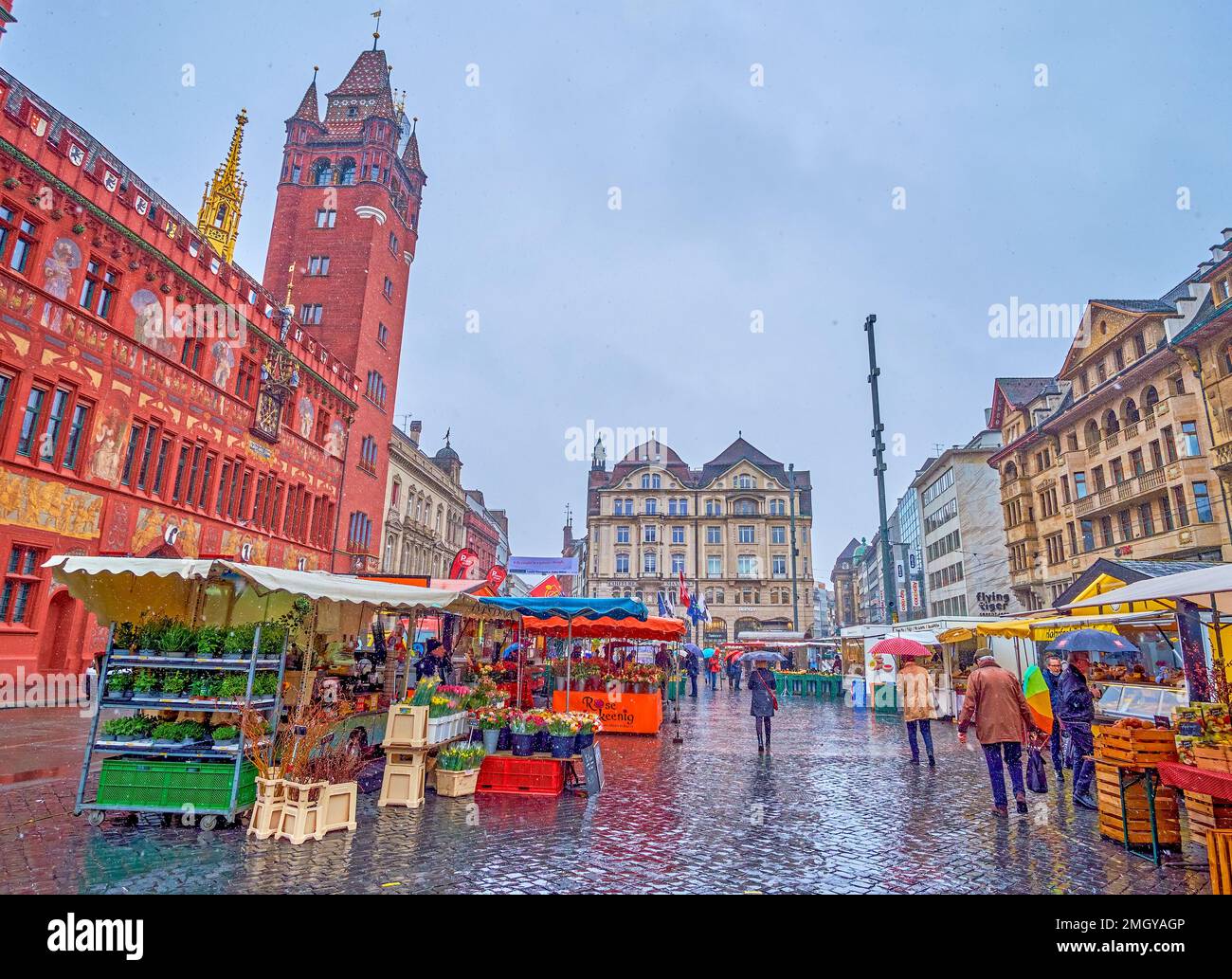 BASEL, SWITZERLAND - APRIL 1, 2022: Farmer's Market on Marketplatz ...