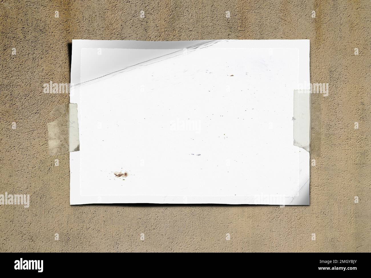 white vintage old mock up empty sheet of paper on brown sandy wall ...