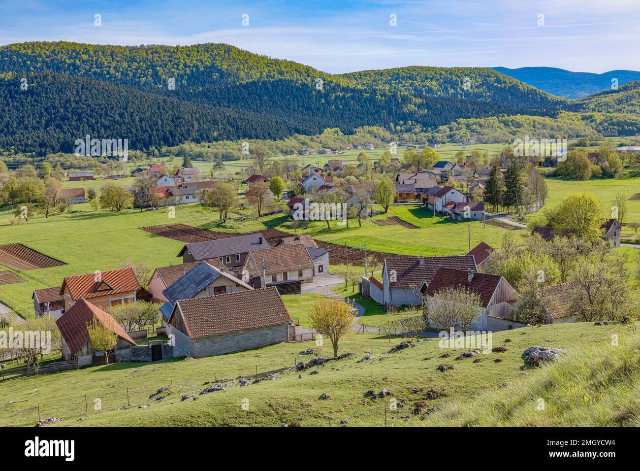 Panoramic view of the village Brinje in Croatia Stock Photo - Alamy