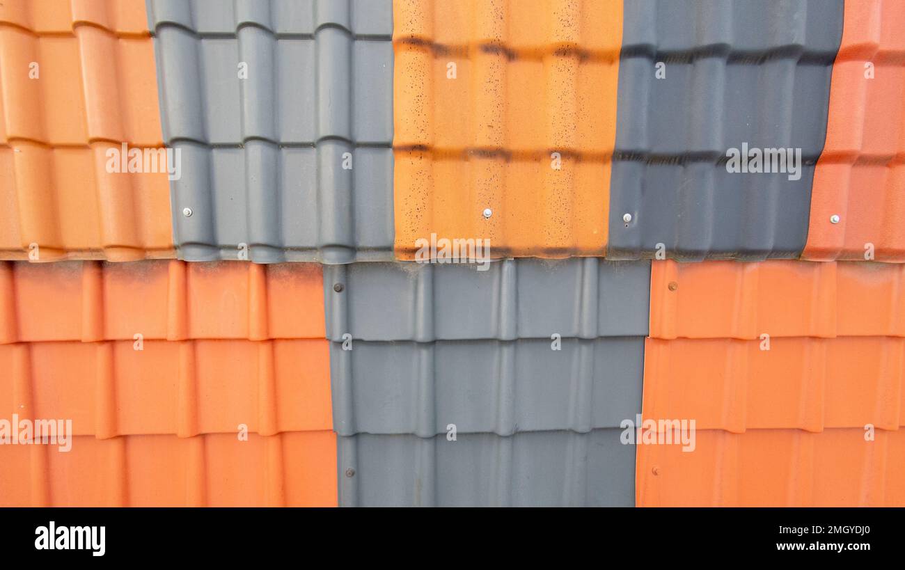 Different types of roof coating colors background from layers of sheet ...