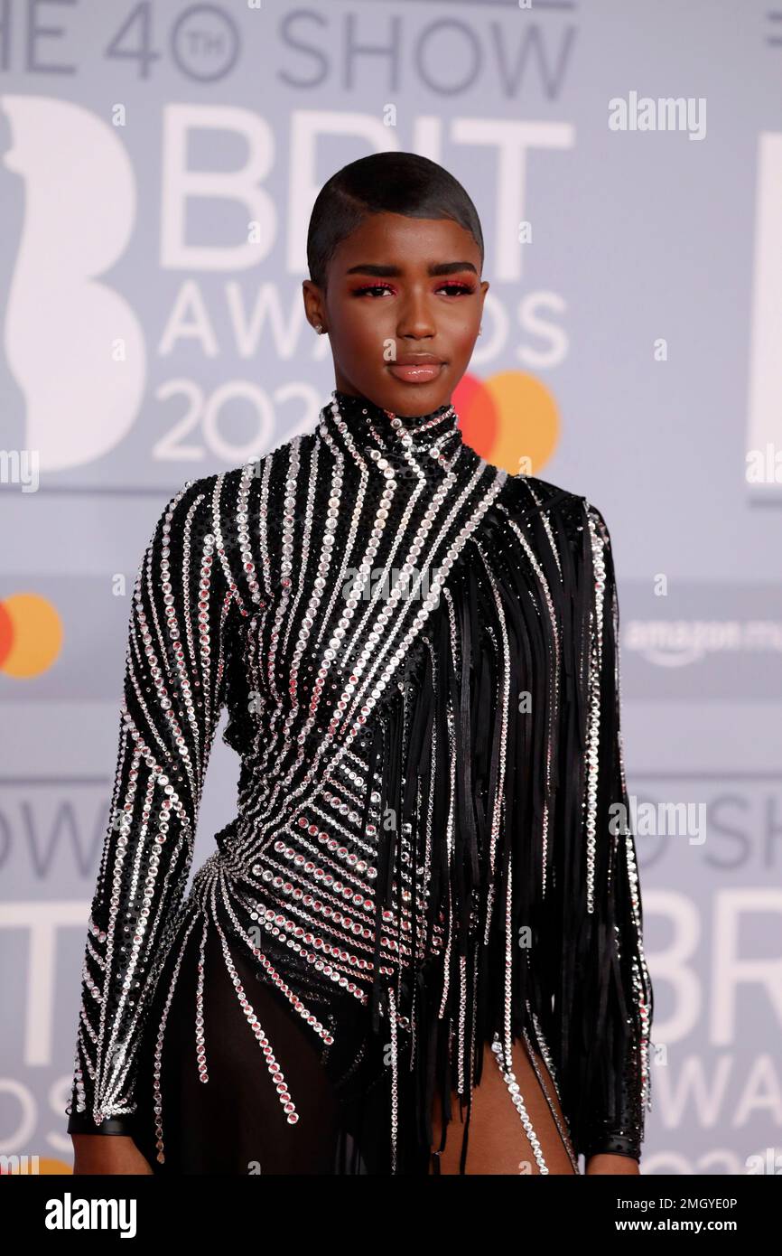 Model Eva Apio poses for photographers upon arrival at Brit Awards 2020 ...