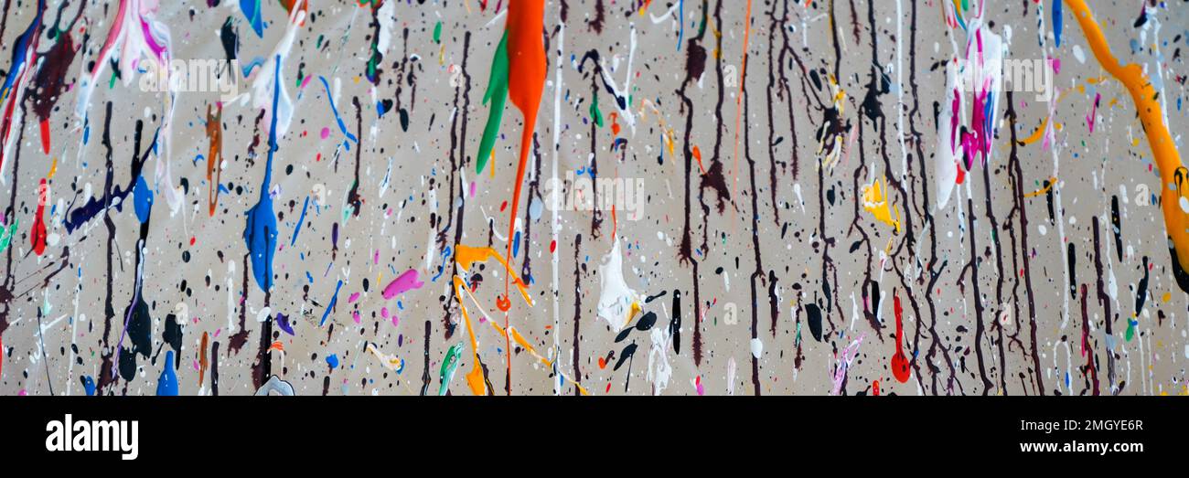 Colorful paint dripping in web panoramic header background Stock Photo ...