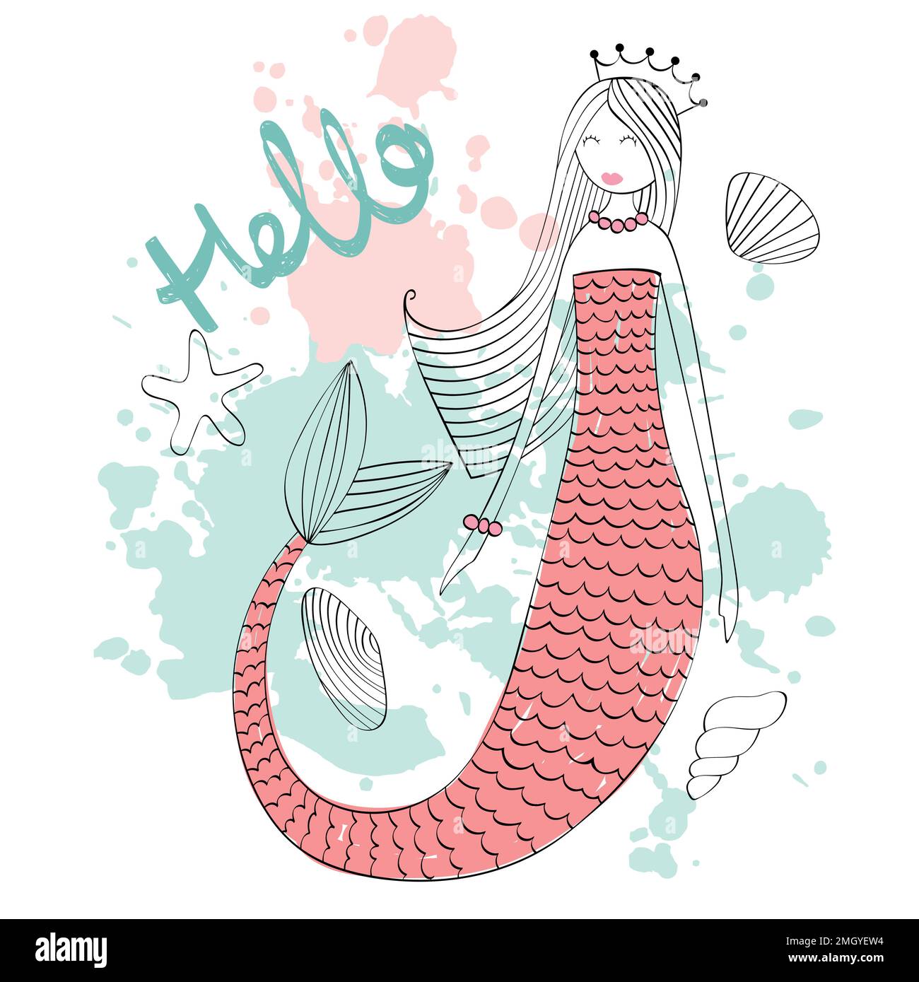 Vector cute mermaid Stock Vector Image & Art - Alamy