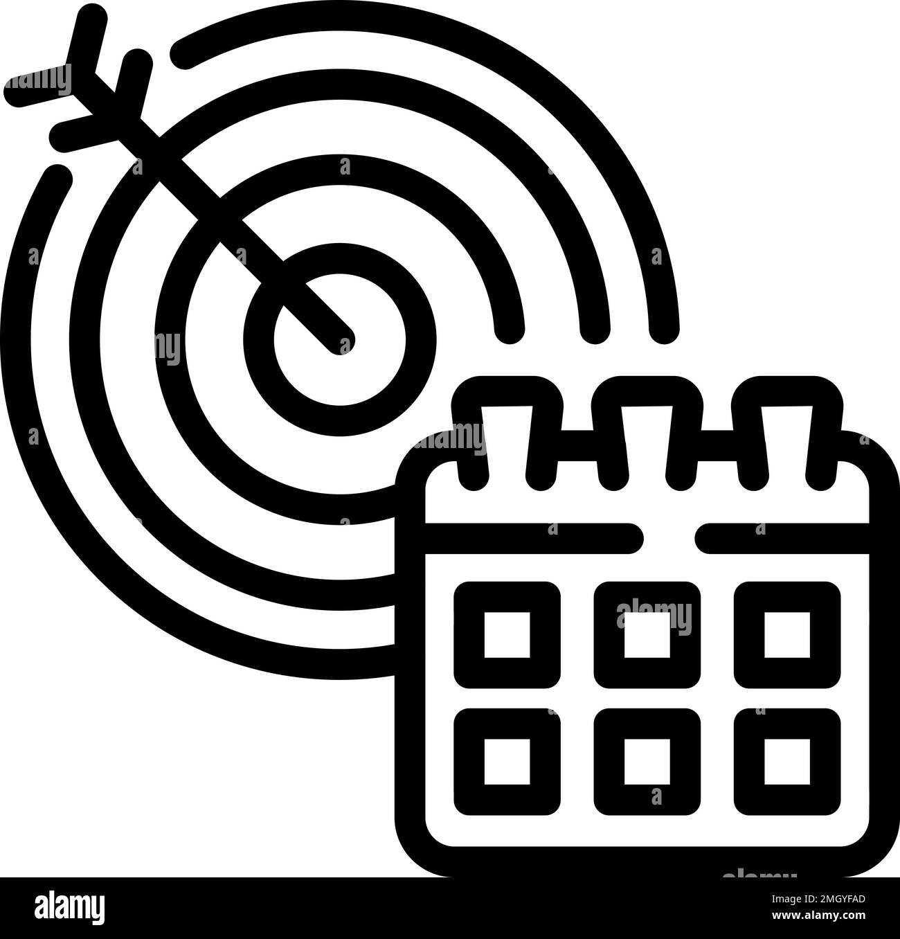 Calendar target icon outline vector. Business point. Word key Stock ...
