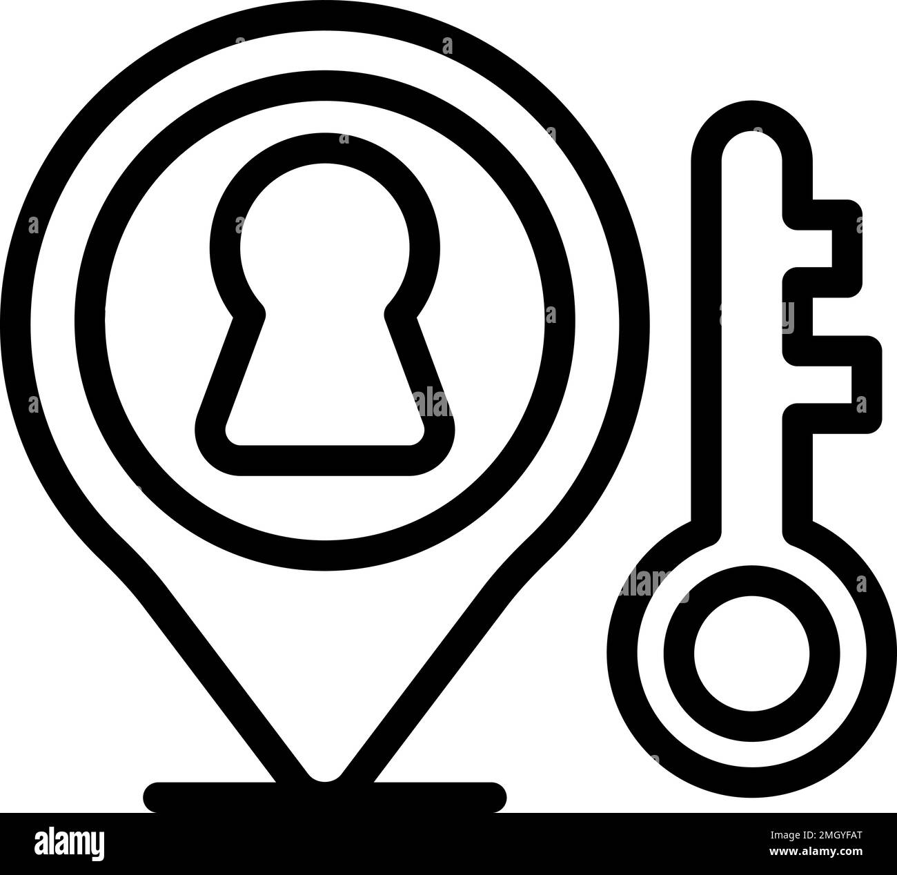 Key point location icon outline vector. List check. Business word Stock ...