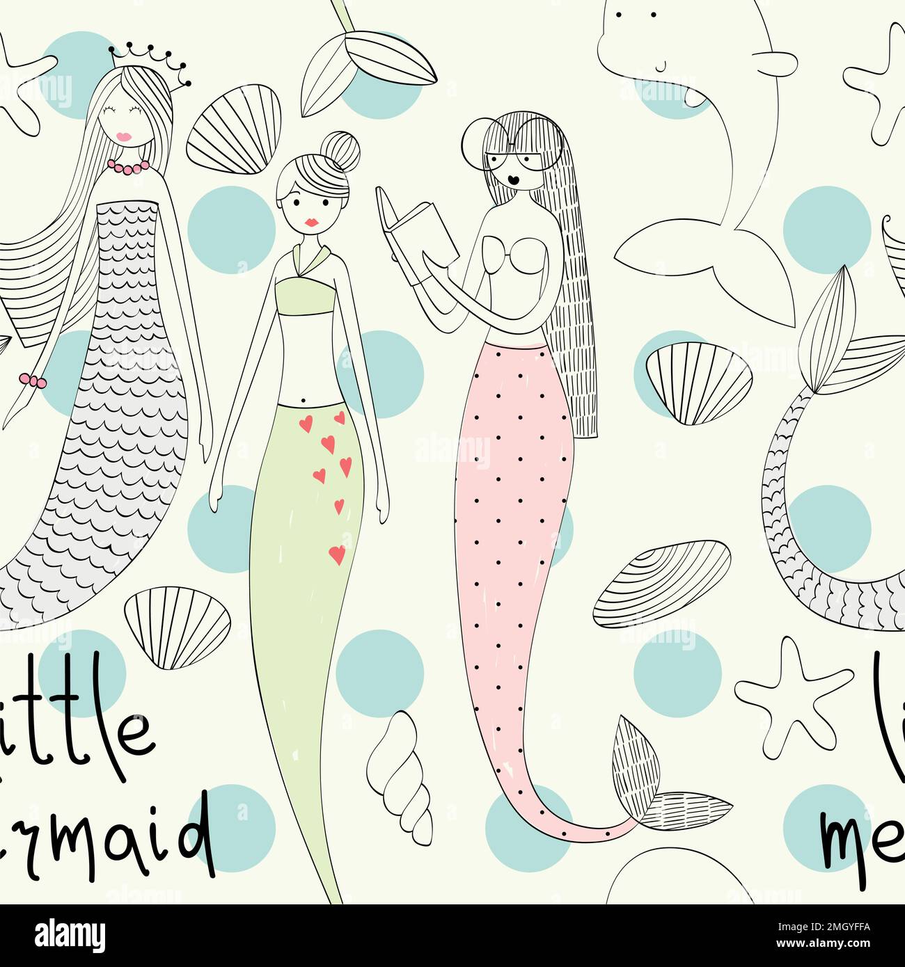 Vector cute mermaid Stock Vector Image & Art - Alamy