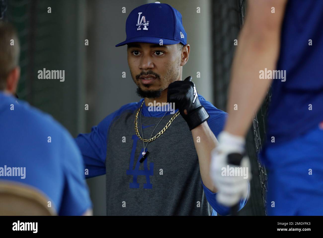 Los Angeles Dodgers outfielder Mookie Betts, during spring training ...