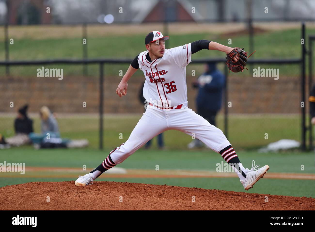 Gardner-Webb pitcher Noah Davis throws a pitch during an NCAA baseball ...