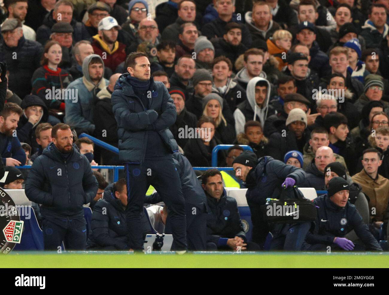 Chelsea manager Frank Lompard watches from the sideline during the ...