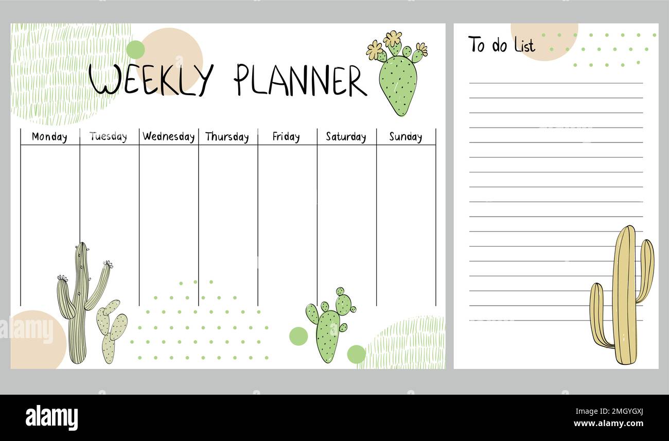 Vector weekly planner Stock Vector Image & Art - Alamy