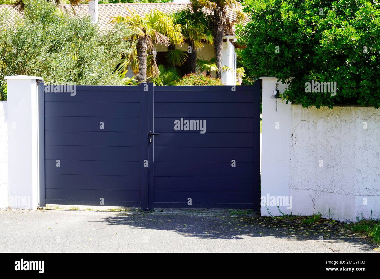 Aluminum high home double grey gate portal of suburb door house Stock ...