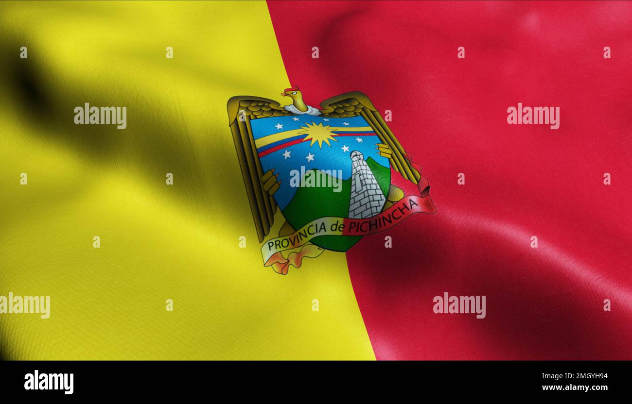 3D Illustration of a waving Ecuador Province flag of Pichincha Stock ...