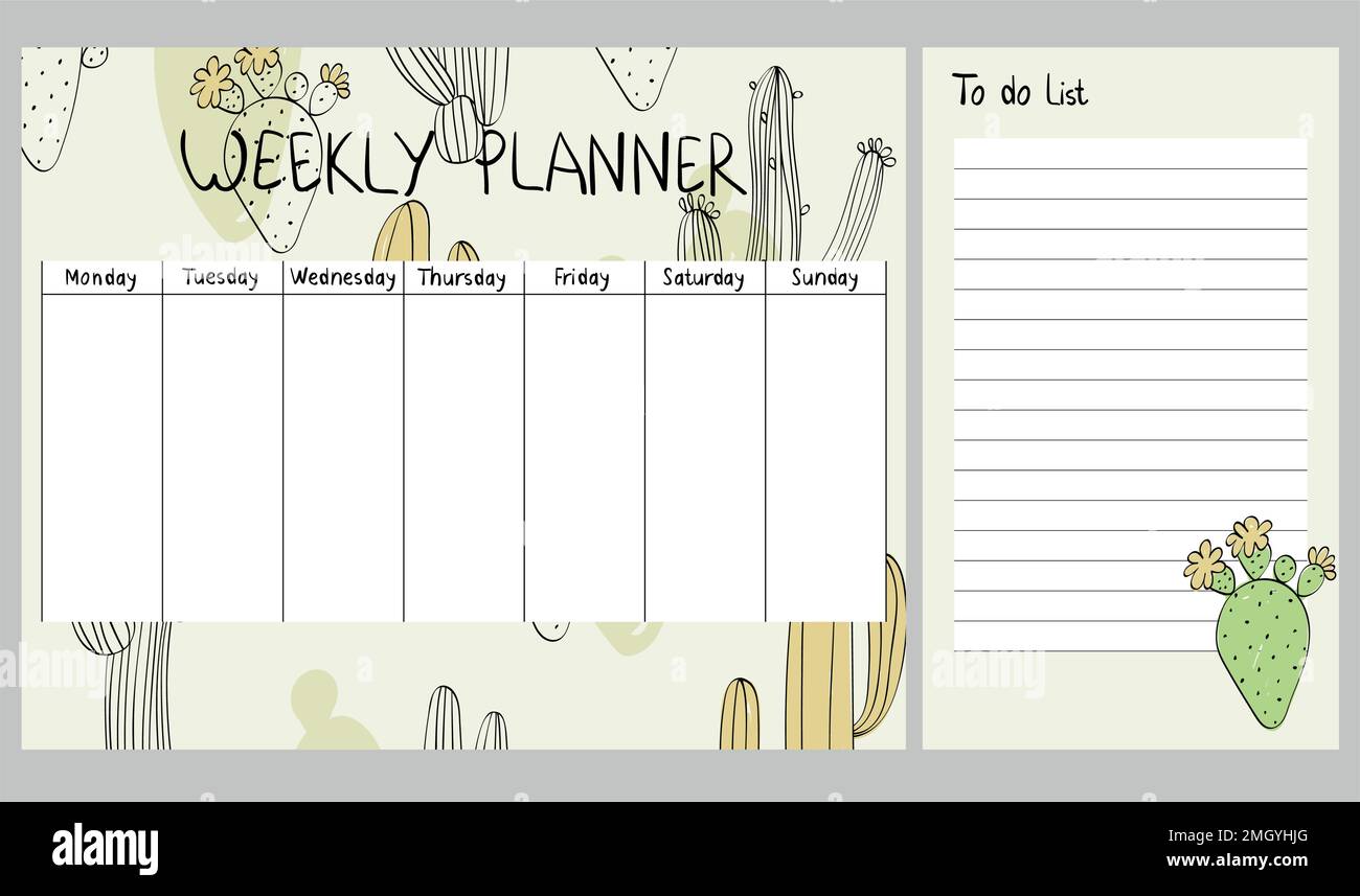Vector weekly planner Stock Vector Image & Art - Alamy