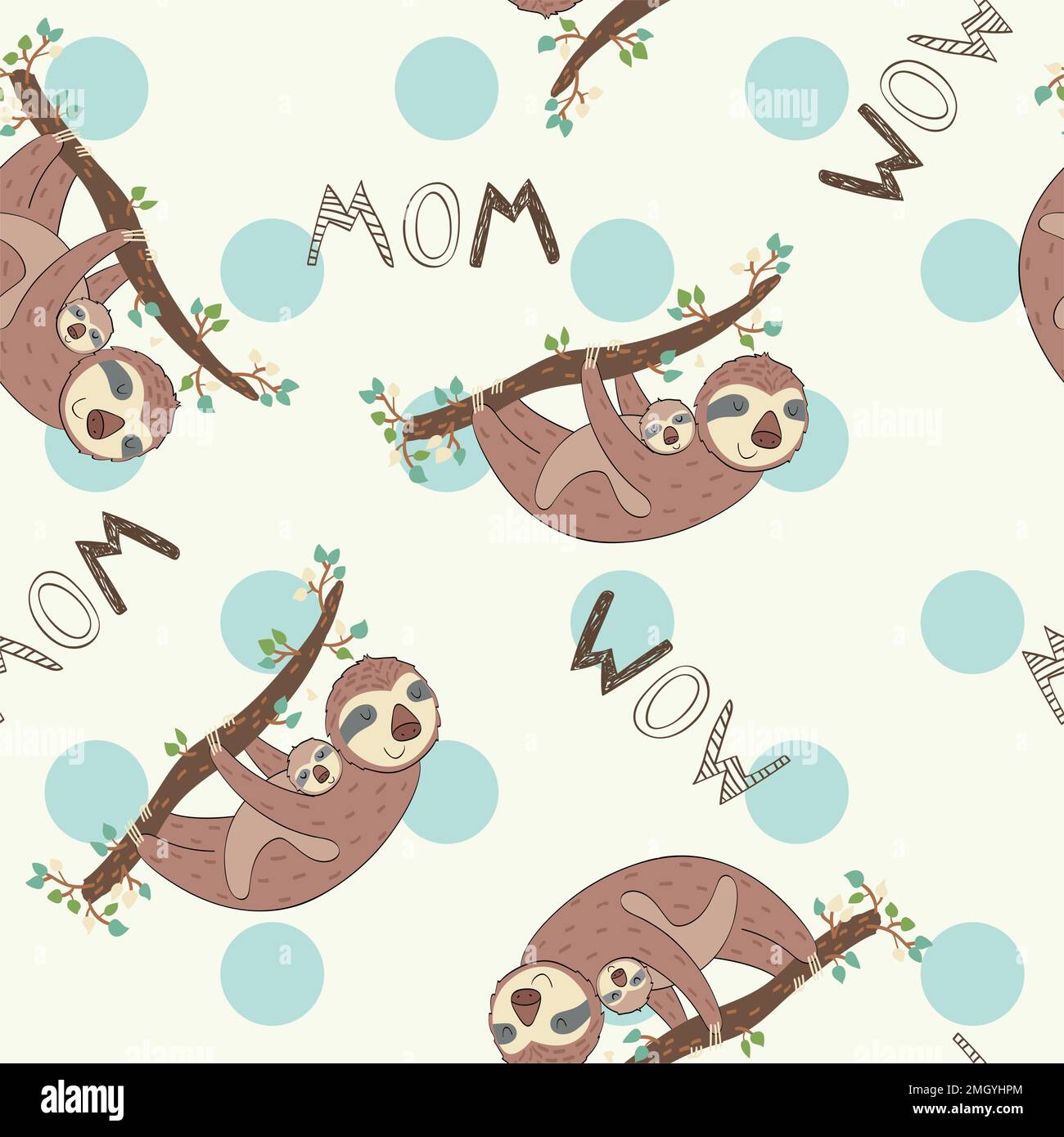 Mother sloth with her baby Stock Vector Images - Alamy