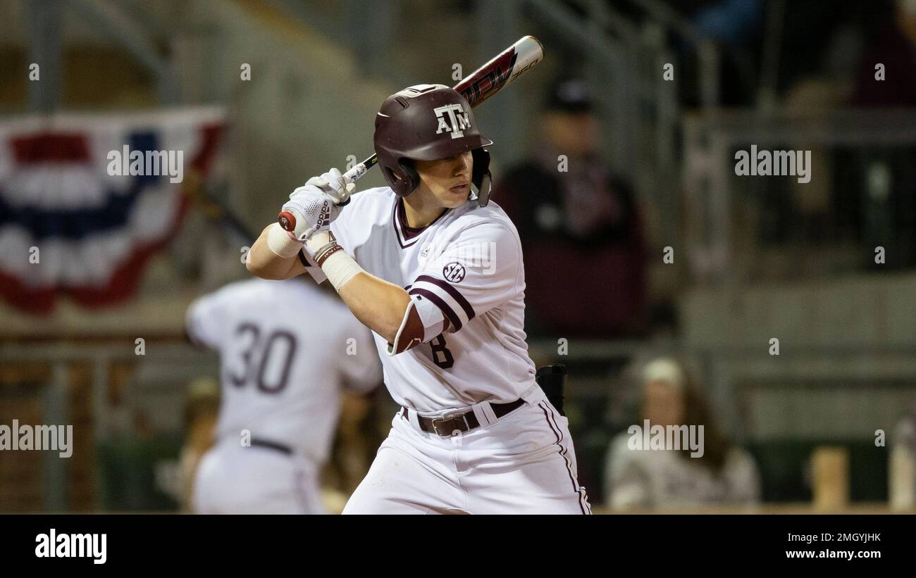Texas A&M's Logan Sartori (8) bats against Miami (Oh) during an NCAA ...