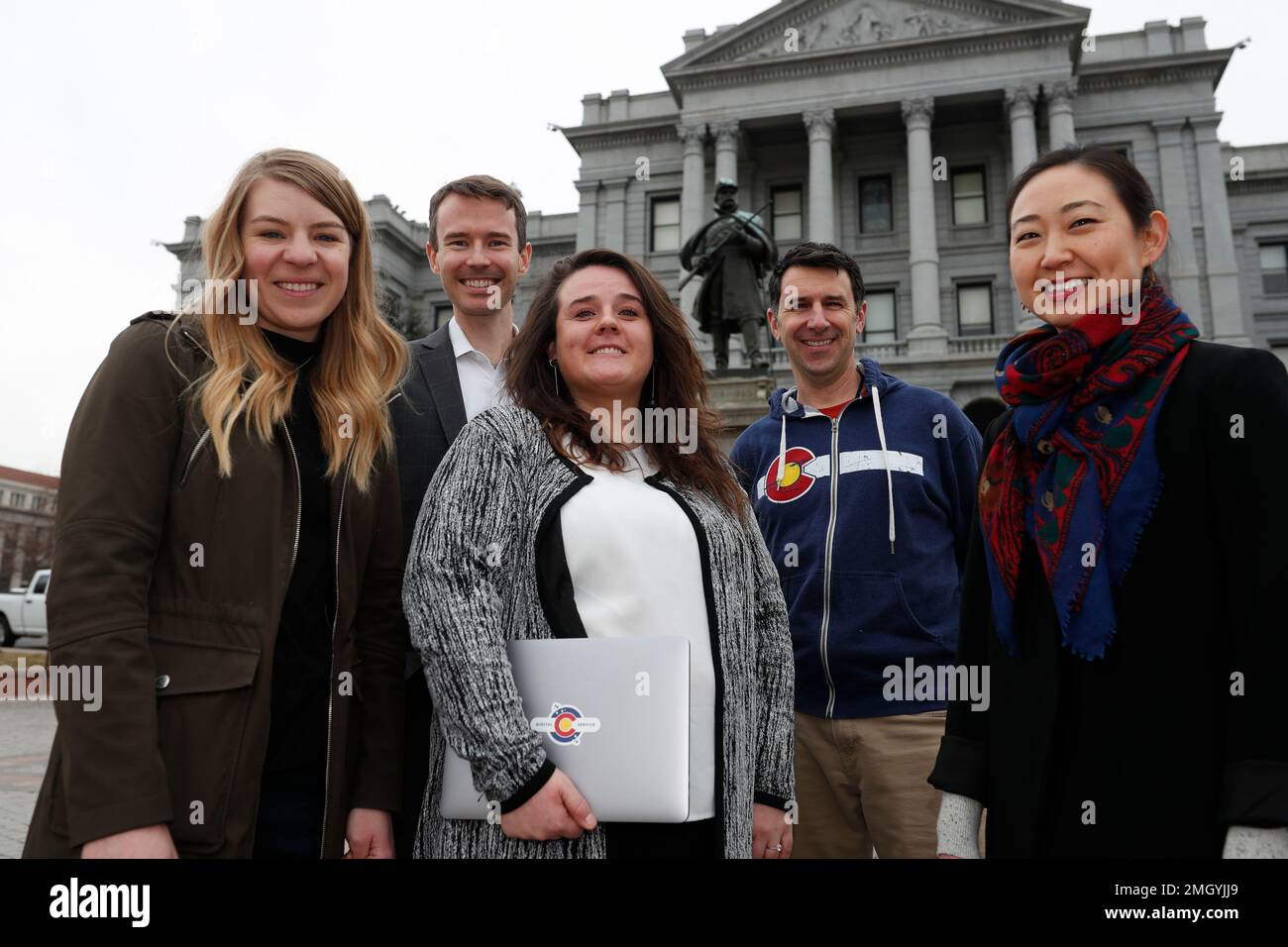 In this Tuesday, Jan. 21, 2020, photograph, from left, Stephanie Cain ...