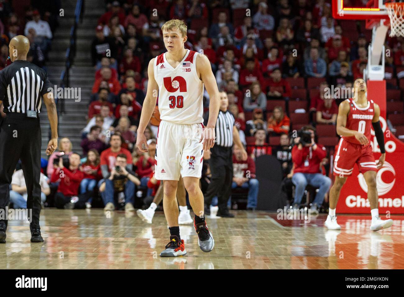 Nebraska guard Charlie Easley (30) walking to the locker room at ...