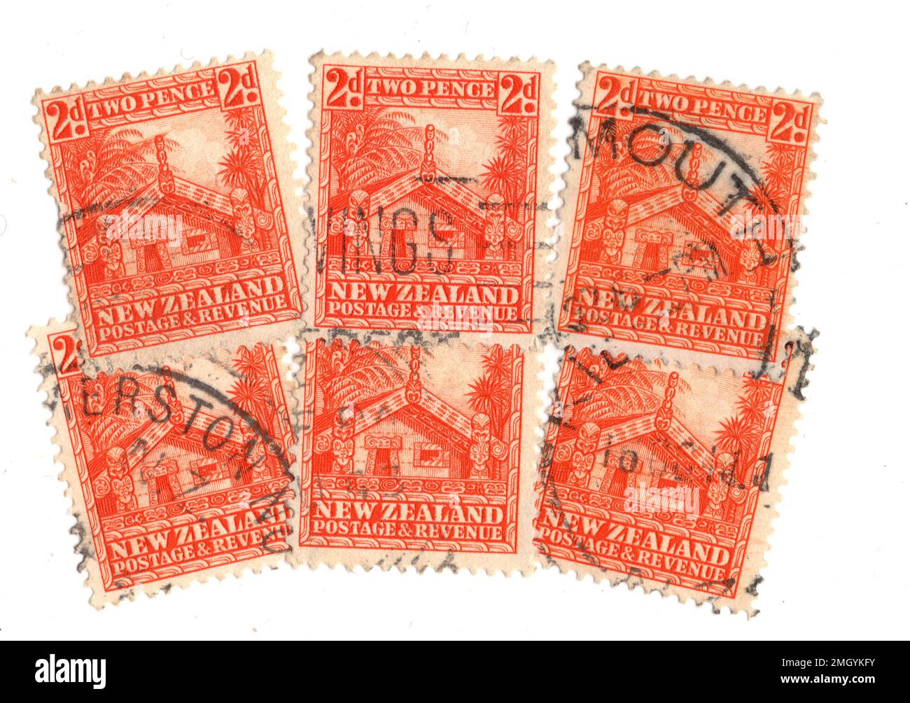Vintage postage stamps from New Zealand on a white background Stock ...