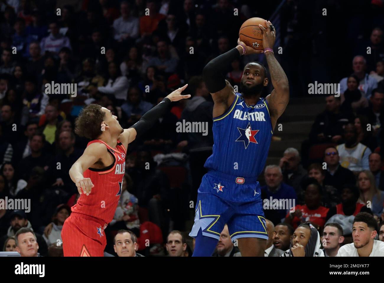 LeBron James of the Los Angeles Lakers shoots during the first half of ...