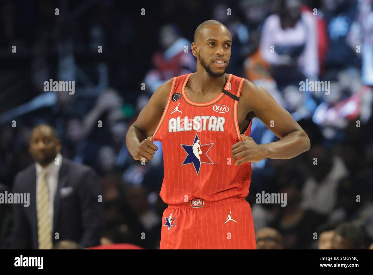 Khris Middleton of the Milwaukee Bucks is seen during the first half of ...