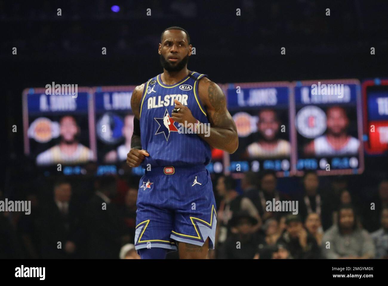 LeBron James of the Los Angeles Lakers is seen during the first half of ...