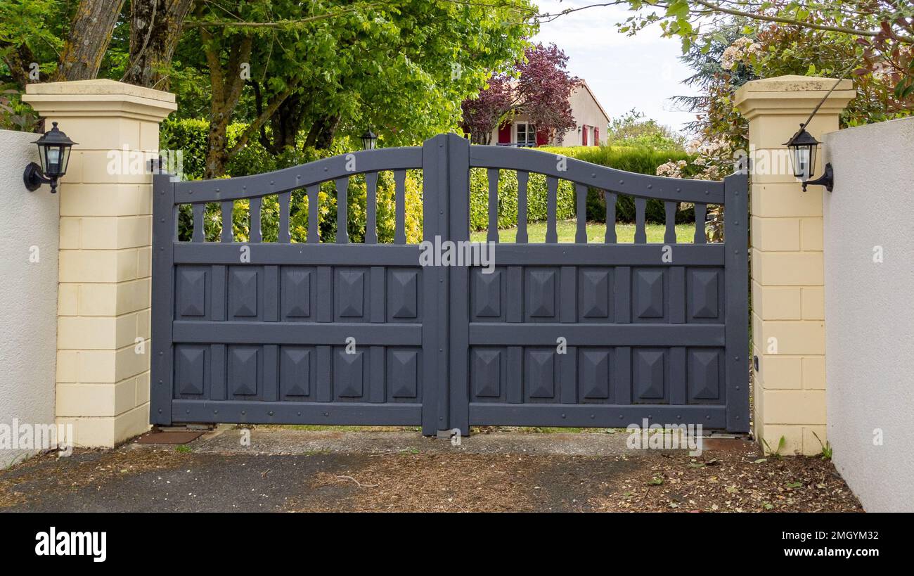 door grey retro classic wooden gate old fashion vintage in street view ...