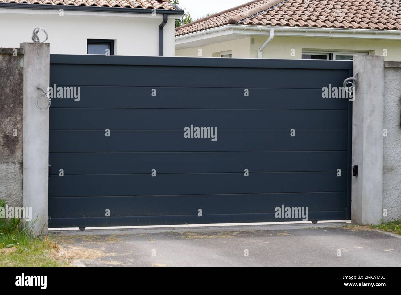 gray high aluminum modern home grey gate portal of suburb door house ...