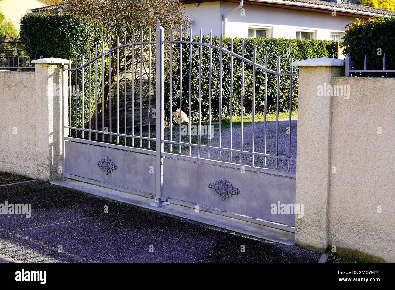 retro steel gate house portal of old traditional european house Stock ...