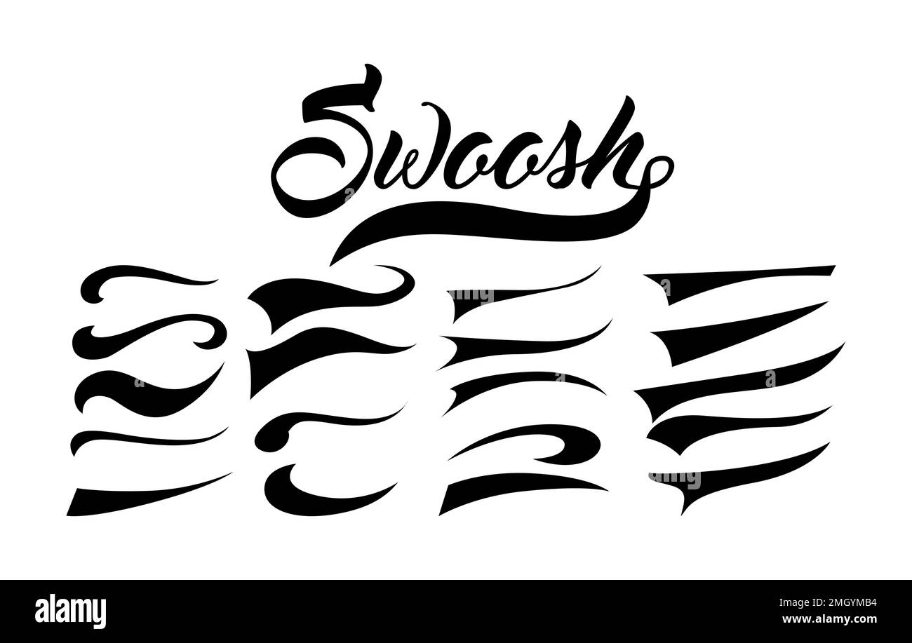 Calligraphic swoosh tail set, underline marker strockes. Sport logo ...