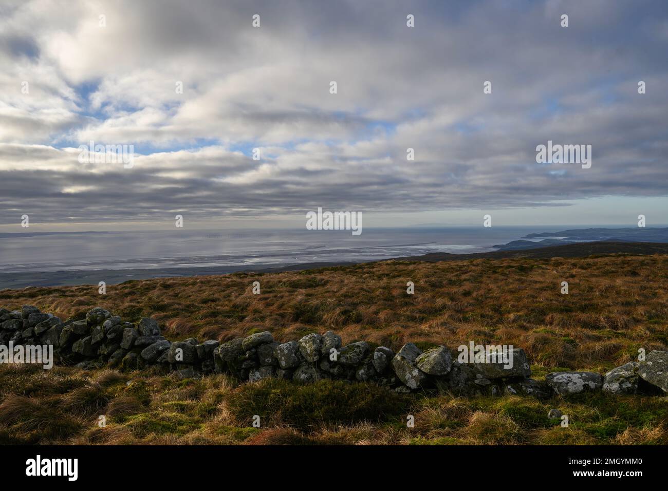 View over the Solway estuary from Criffel summit (569m), Dumfriesshires ...
