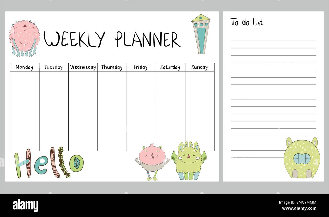 Vector weekly planner Stock Vector Image & Art - Alamy