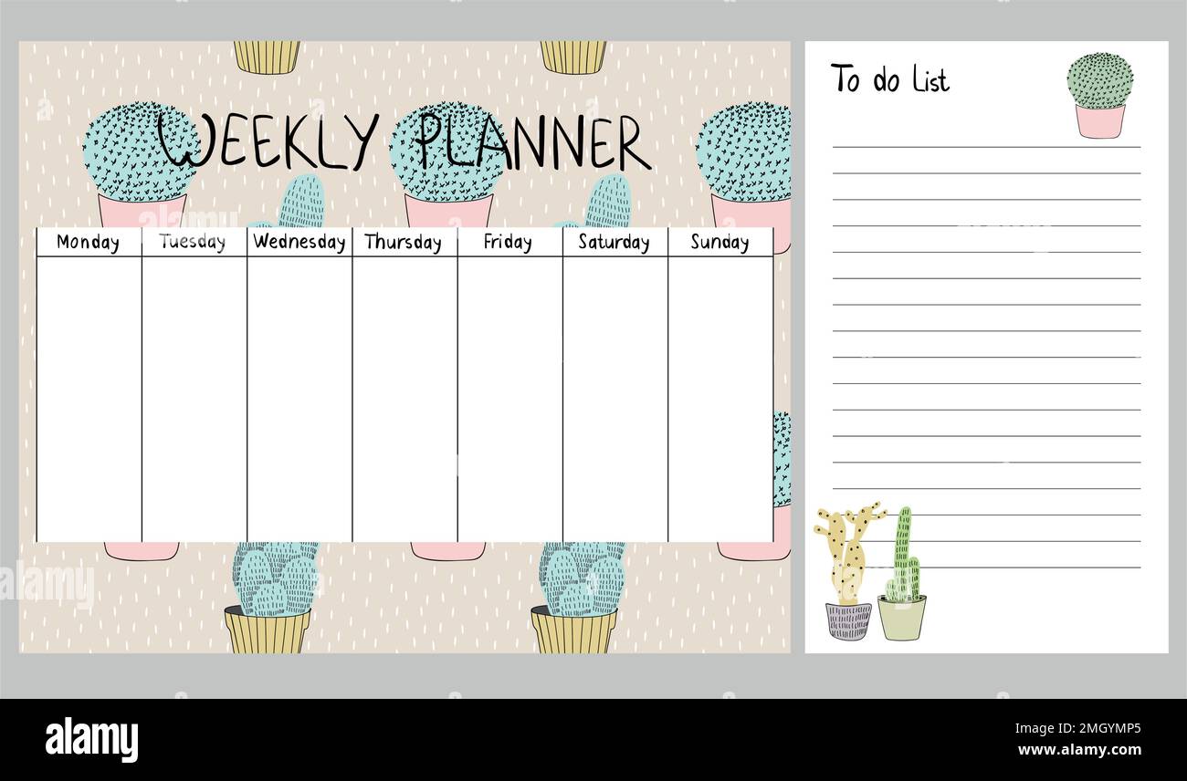 Vector weekly planner Stock Vector Image & Art - Alamy