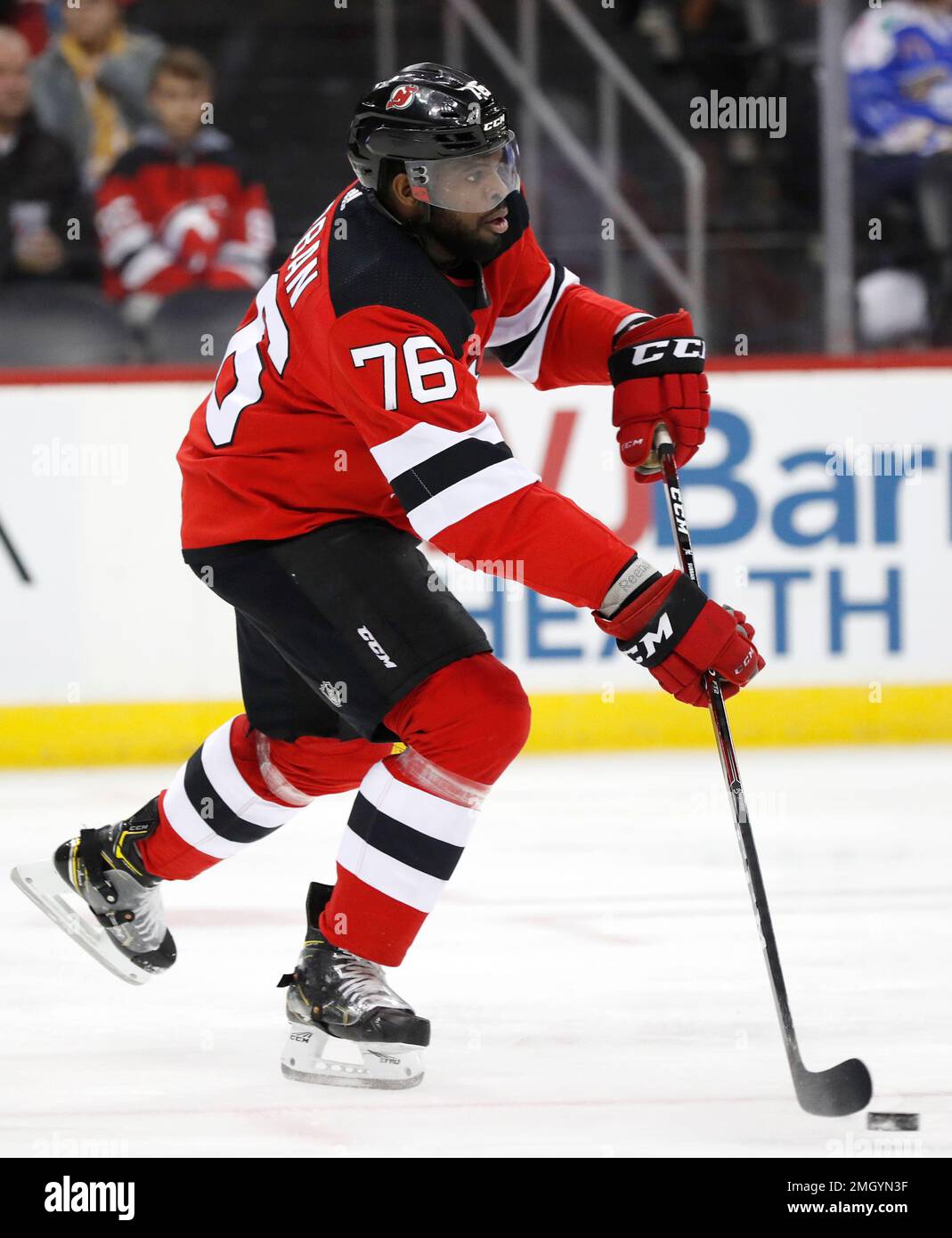 New Jersey Devils defenseman P.K. Subban (76) looks to pass during the ...