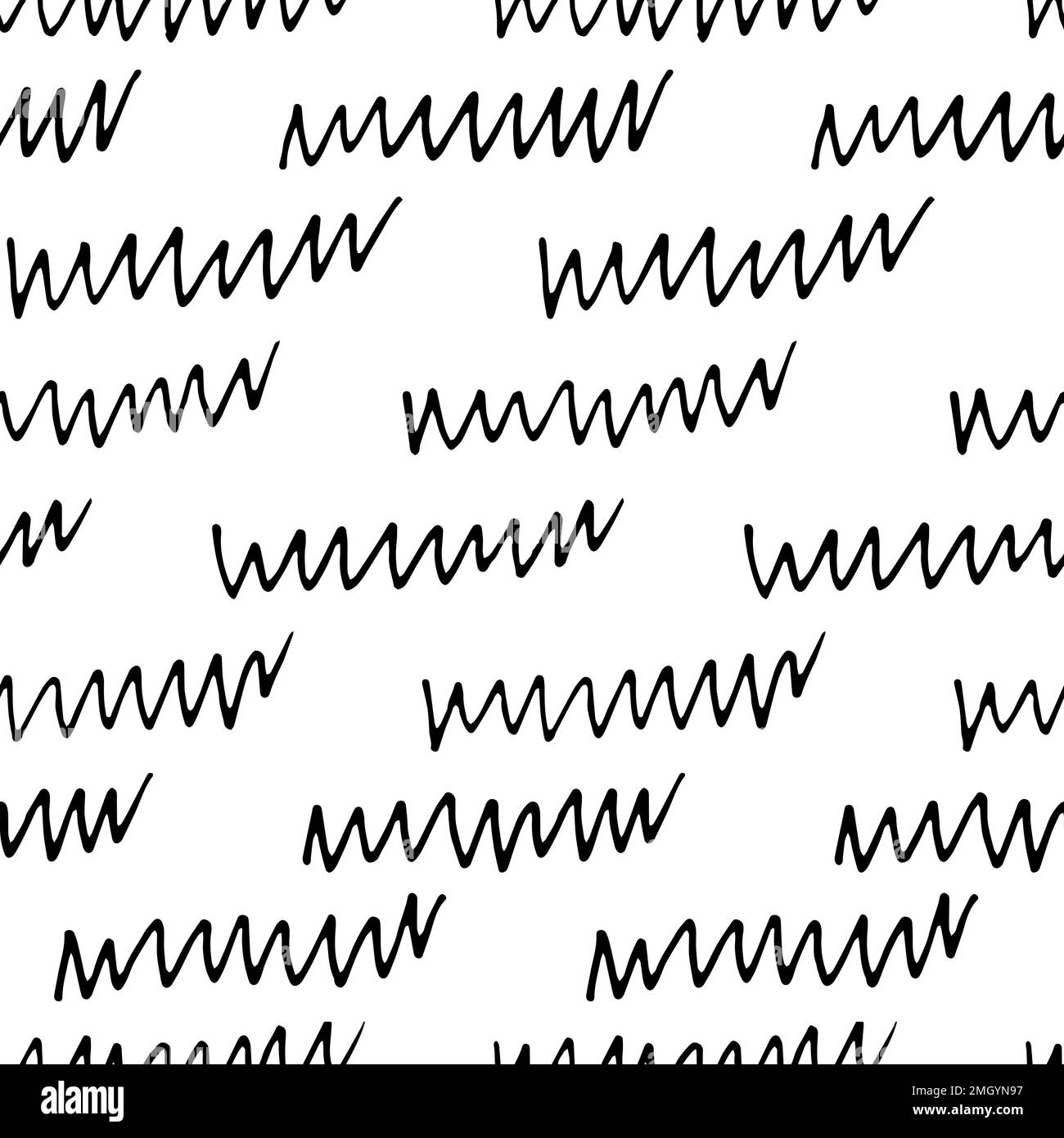 Hand drawn ink doodle simple pattern. Monochrome colors. Expressive ...