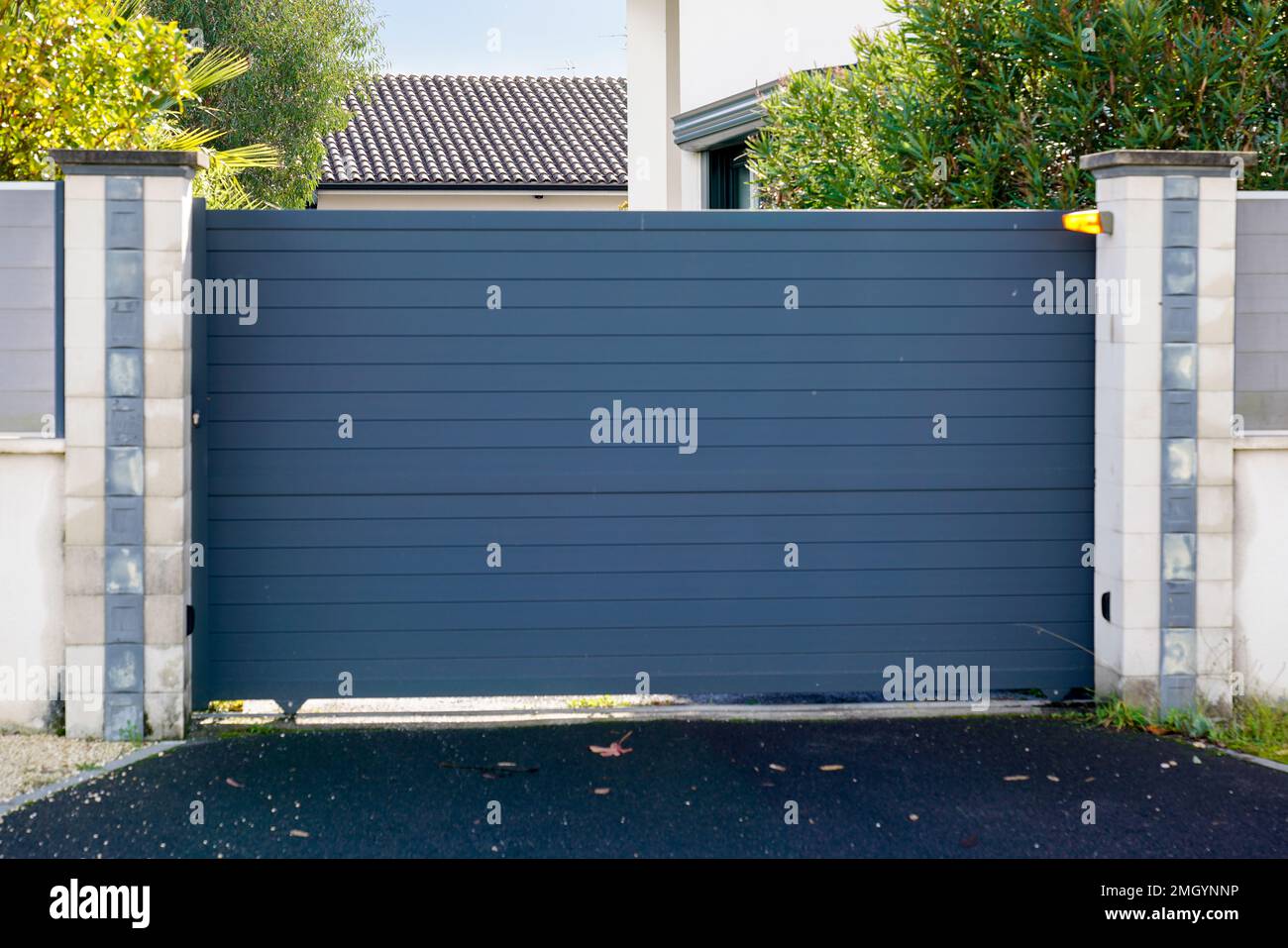 Aluminum entry high sliding modern design grey portal of suburb garden ...