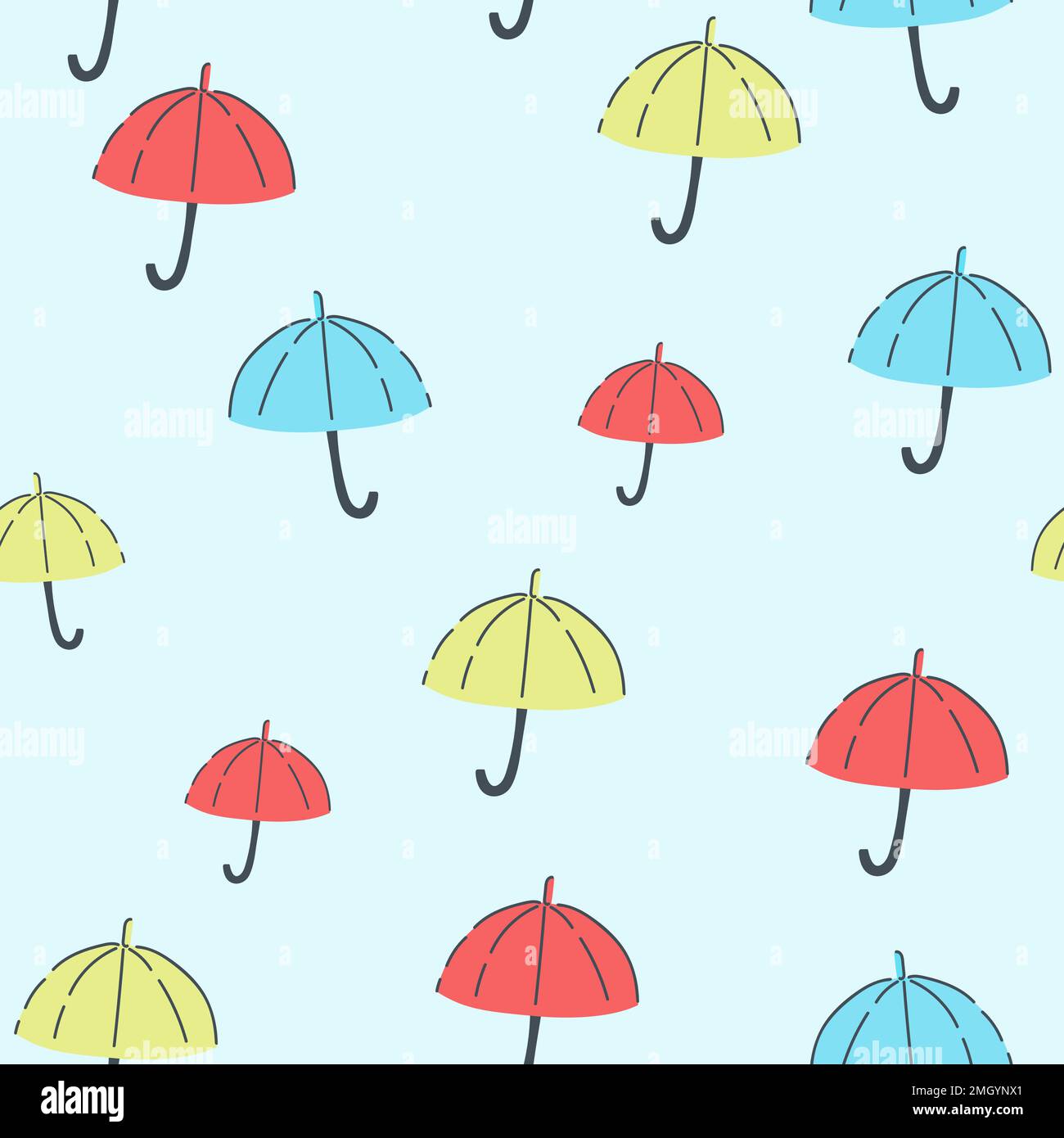 Seamless pattern with black umbrellas and leaves on a white background ...