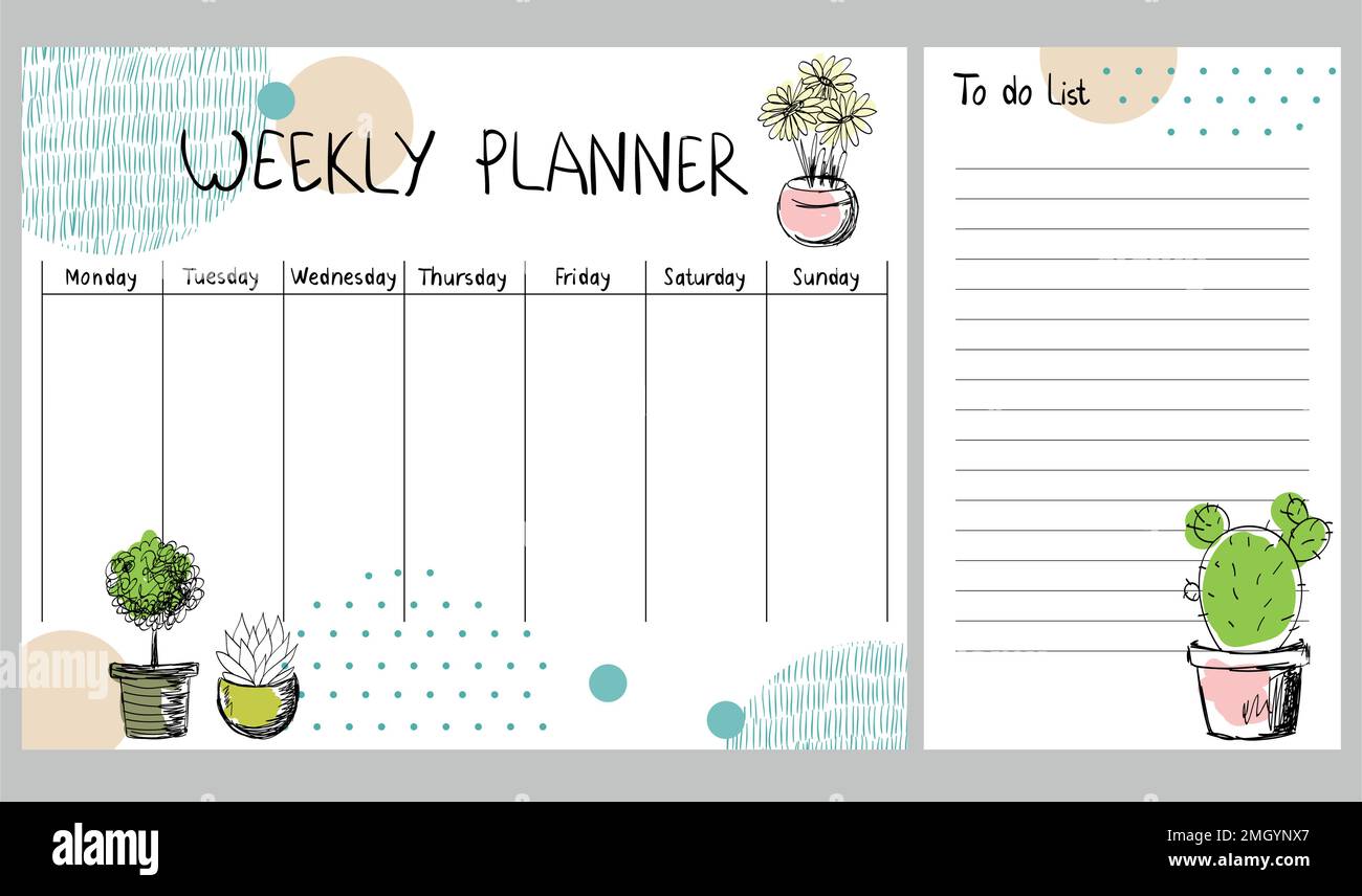 Vector weekly planner Stock Vector Image & Art - Alamy