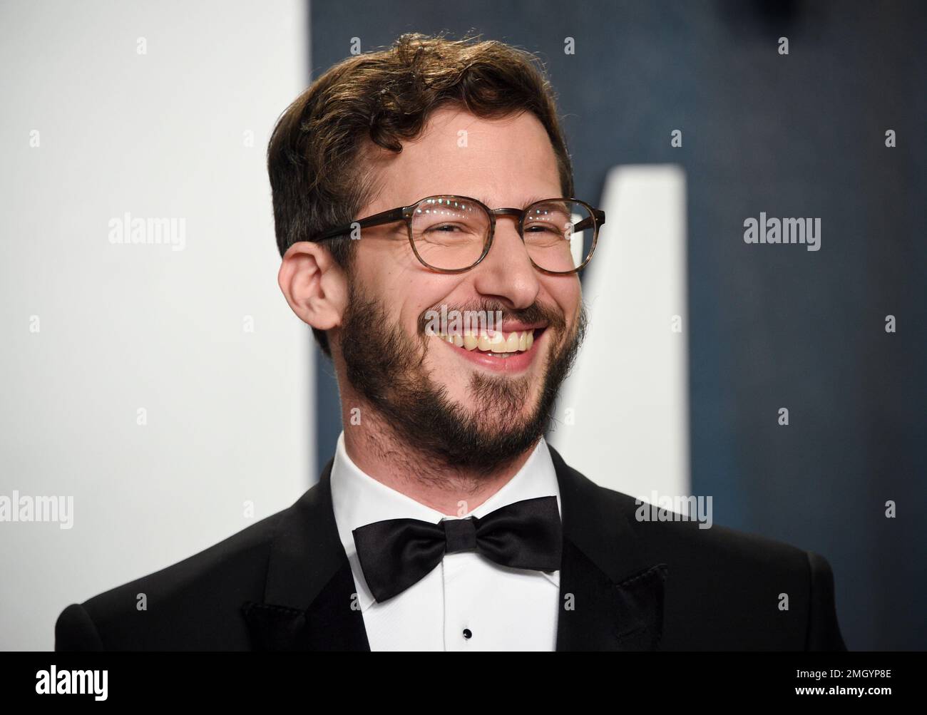 Actor Andy Samberg arrives at the Vanity Fair Oscar Party on Sunday ...