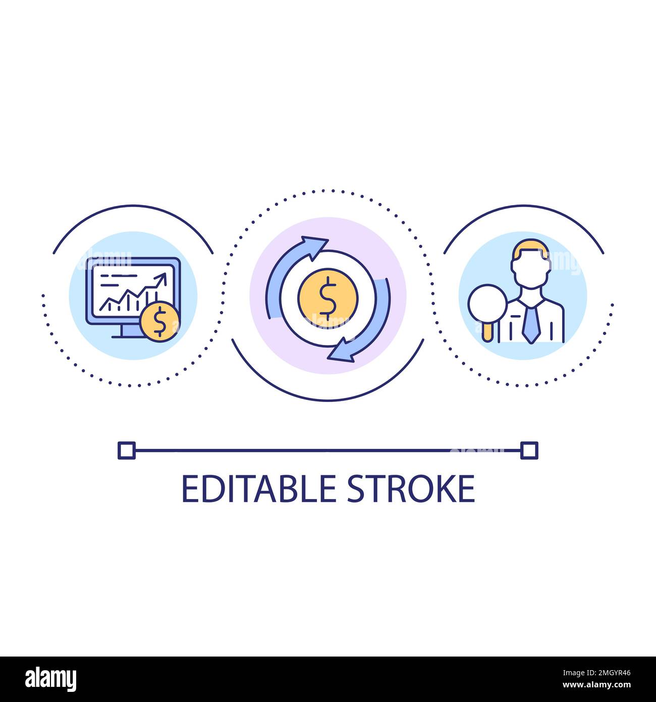 Analyzing currency exchange rates loop concept icon Stock Vector Image ...