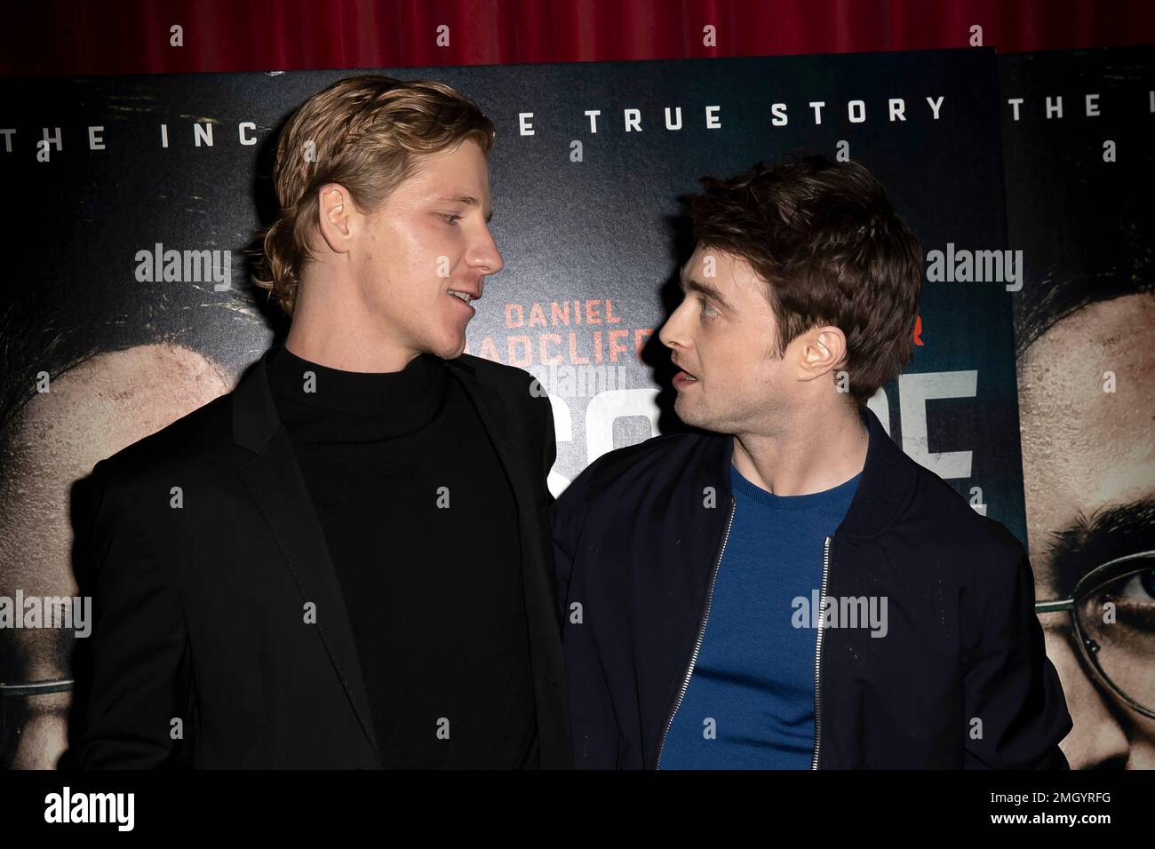 Actors Daniel Webber, left, and Daniel Radcliffe pose for photographers ...