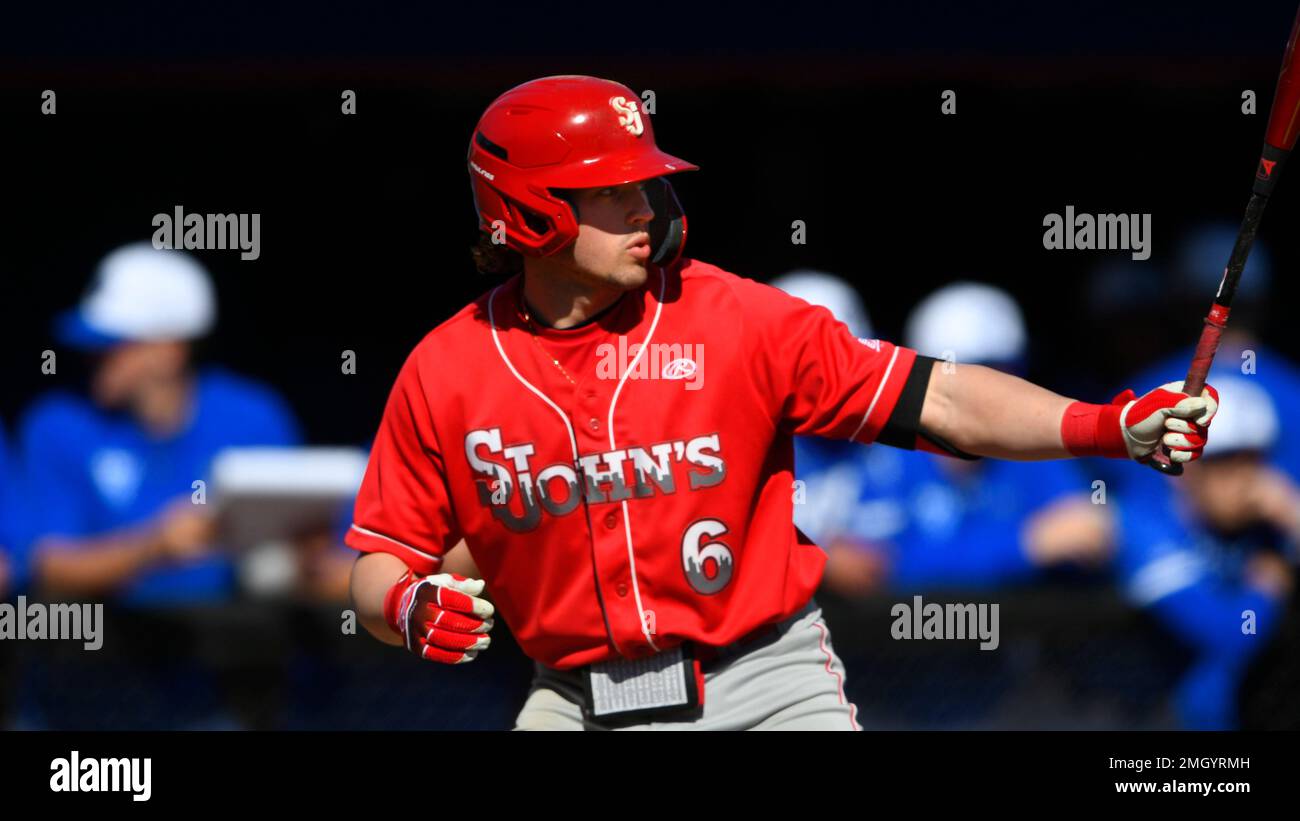 St. John's player Ryan Hogan bats during an NCAA baseball game against ...