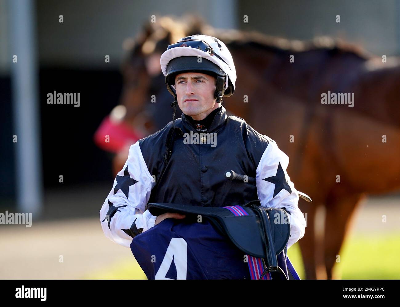 Jockey Charlie Bennett at Southwell Racecourse, Nottinghamshire ...