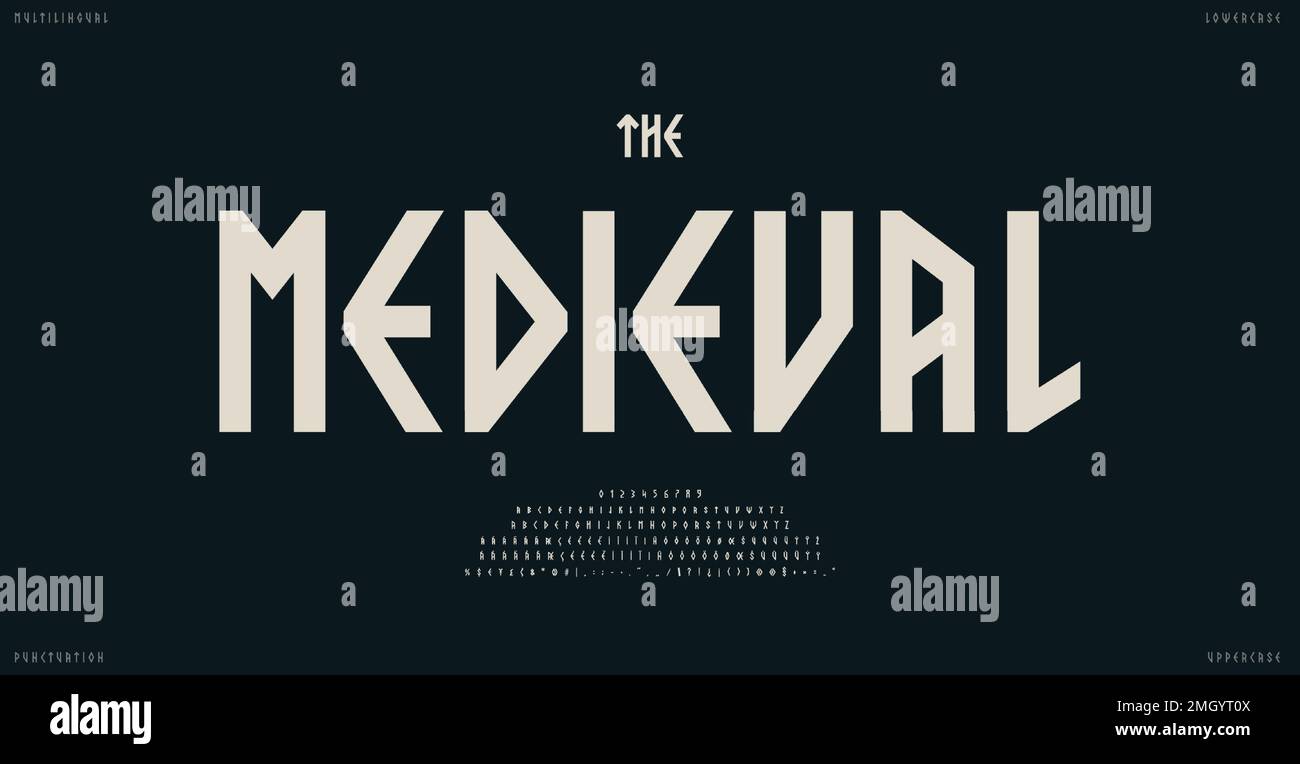 Medieval alphabet, nordic multilingual typeface, traditional simple ...
