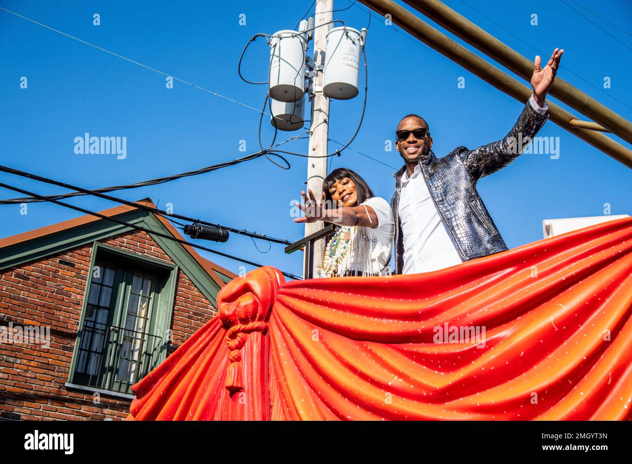 Angela Bassett, left, and Trombone Shorty seen during the Krewe of ...