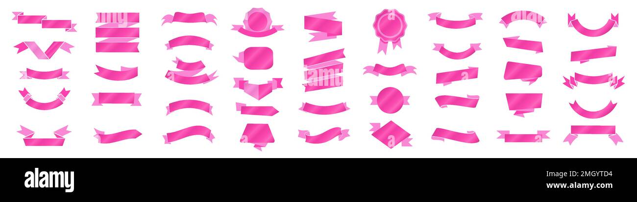Set of light pink ribbon banners. Vector illustration Stock Vector ...