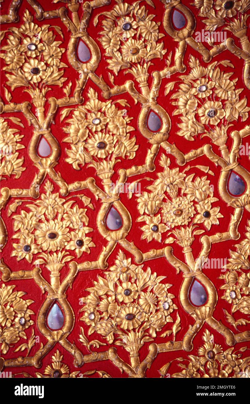 Amritsar India Golden Temple Red and Gold Detail on First Floor Stock ...