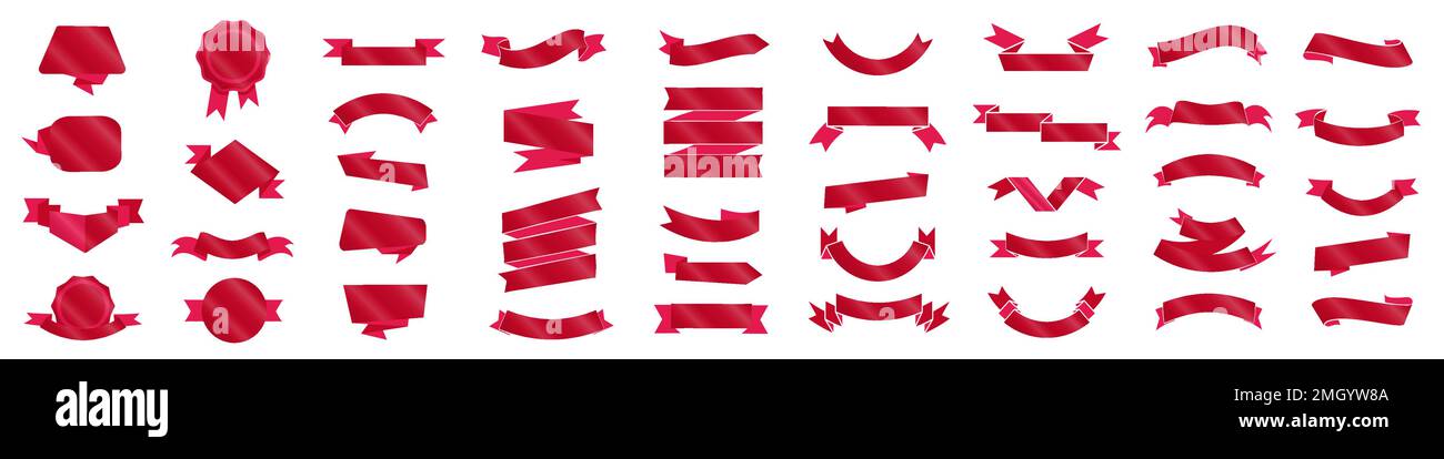 Silk red ribbon banners vector set isolated. Vintage ribbons Stock Vector Image & Art - Alamy