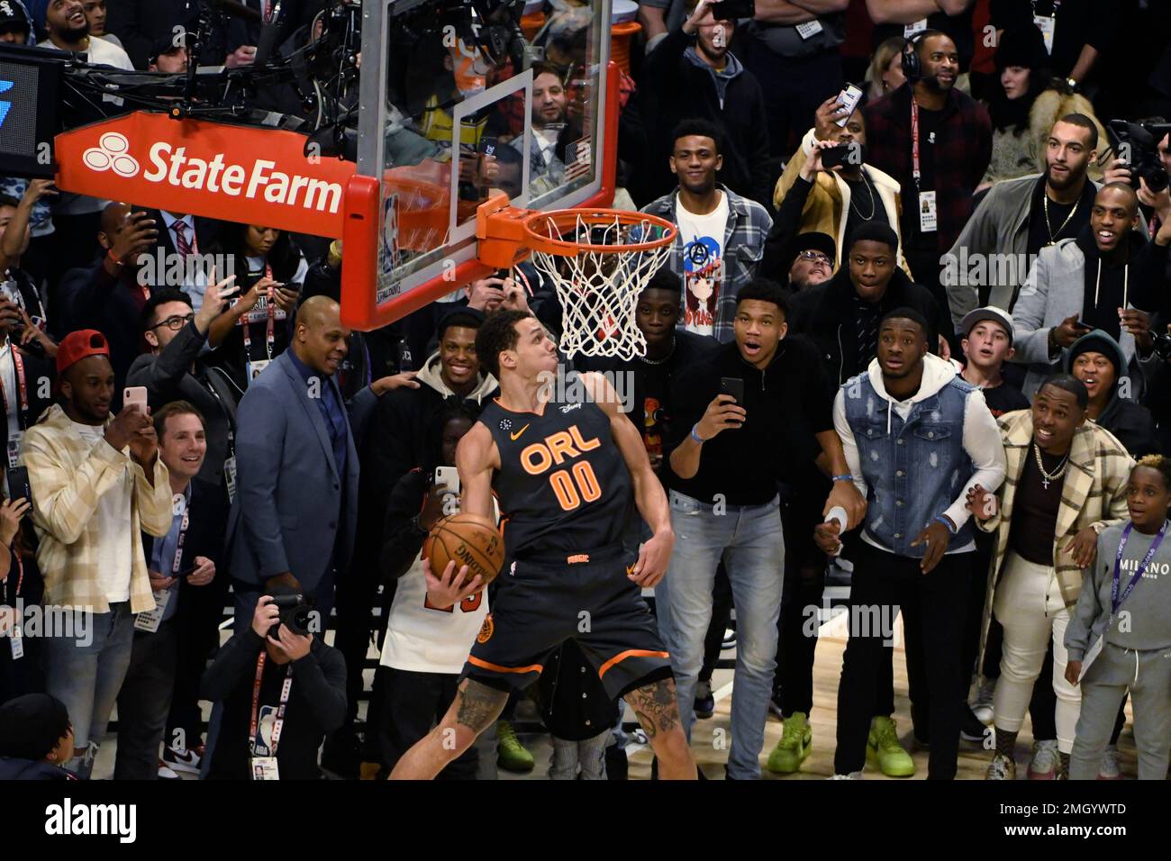 Orlando Magic's Aaron Gordon competes during the NBA All-Star slam dunk ...