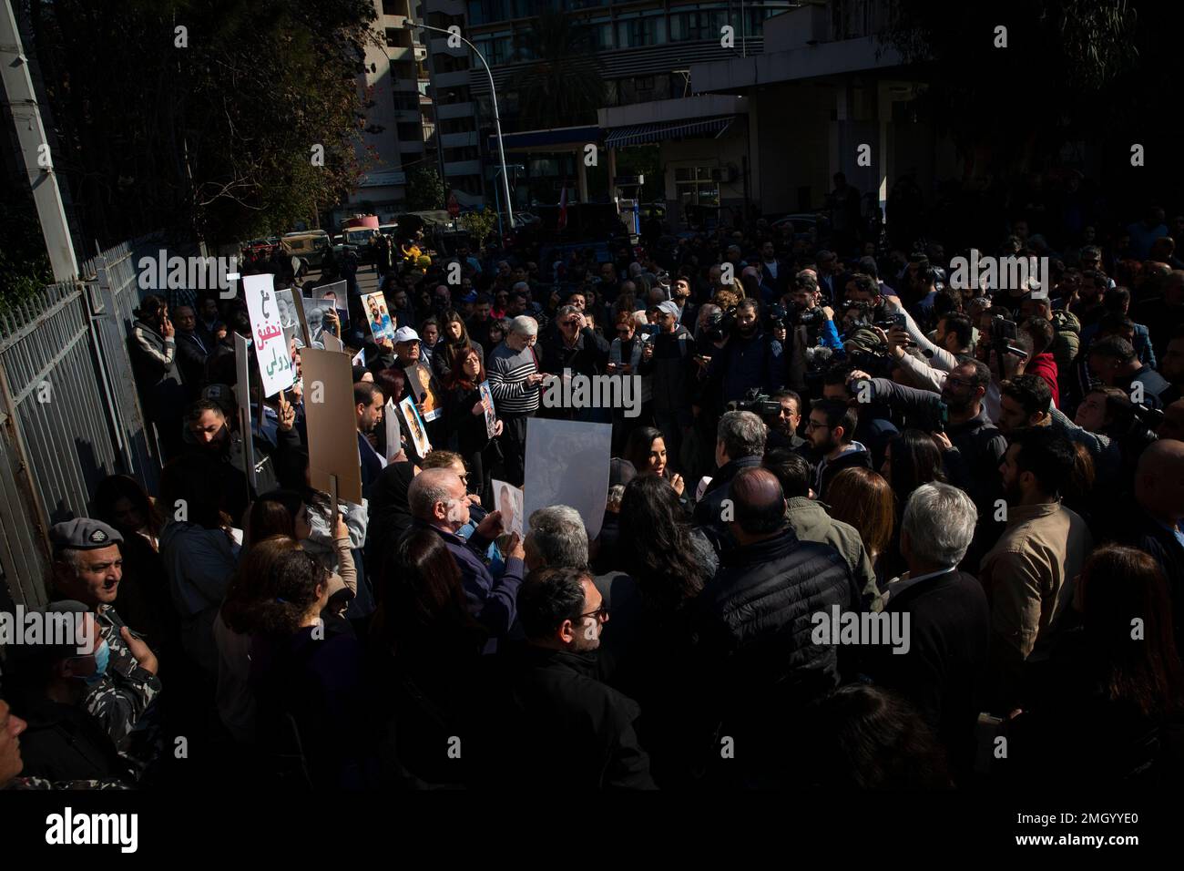 Beirut, Lebanon. 26th Jan, 2023. Protesters during a demonstration at ...